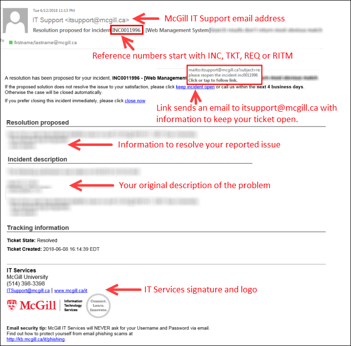 - Email notifications about your tickets from IT Support - IT Portal